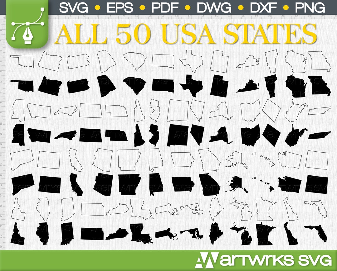 50 States SVG United States Map SVG Bundle America Svg by Artworks SVG ...