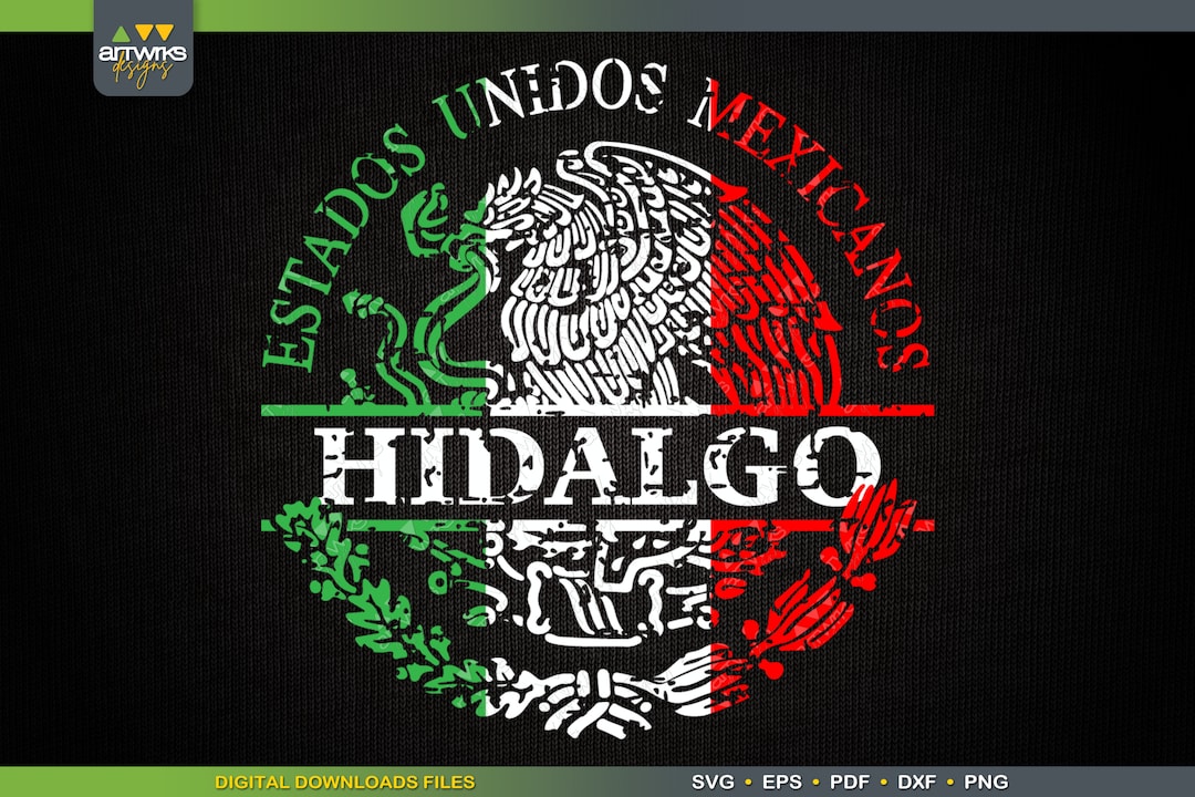 Distressed Escudo Nacional Aguila Mexicana Tricolor Hidalgo Mexico SVG ...