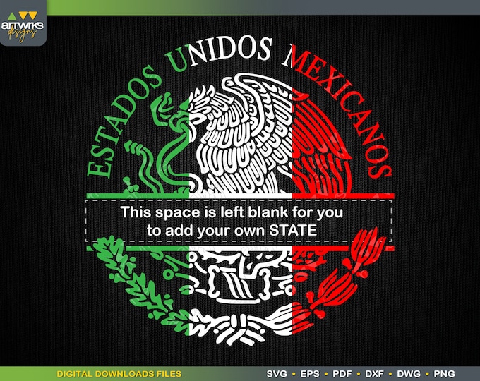 Escudo Mexicano Tricolor Split Monogram SVG Mexico Coat of Arms DIY ...
