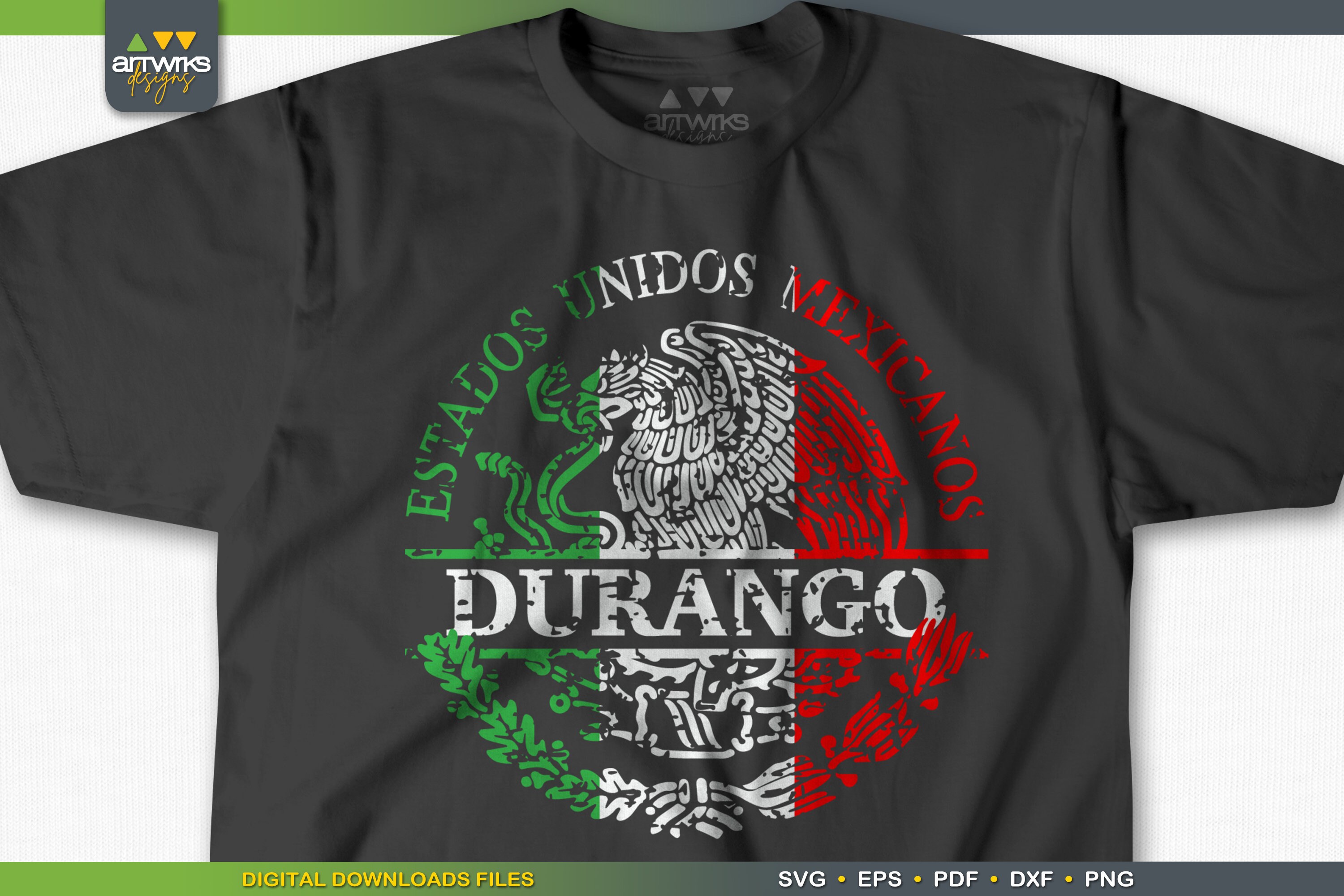 Distressed Split Monogram SVG File Escudo Nacional Tricolor Durango ...