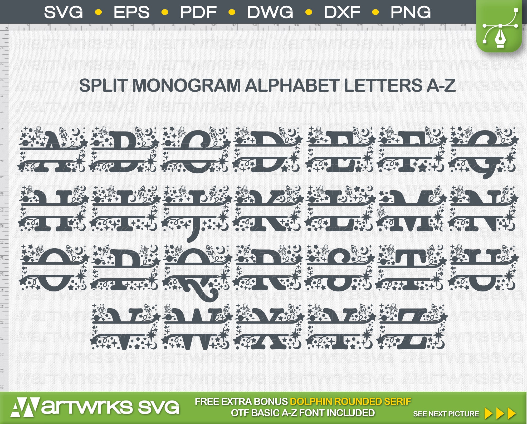 Split Monogram SVG Alphabet SVG Laser Cut Files Monogram Svg - Etsy