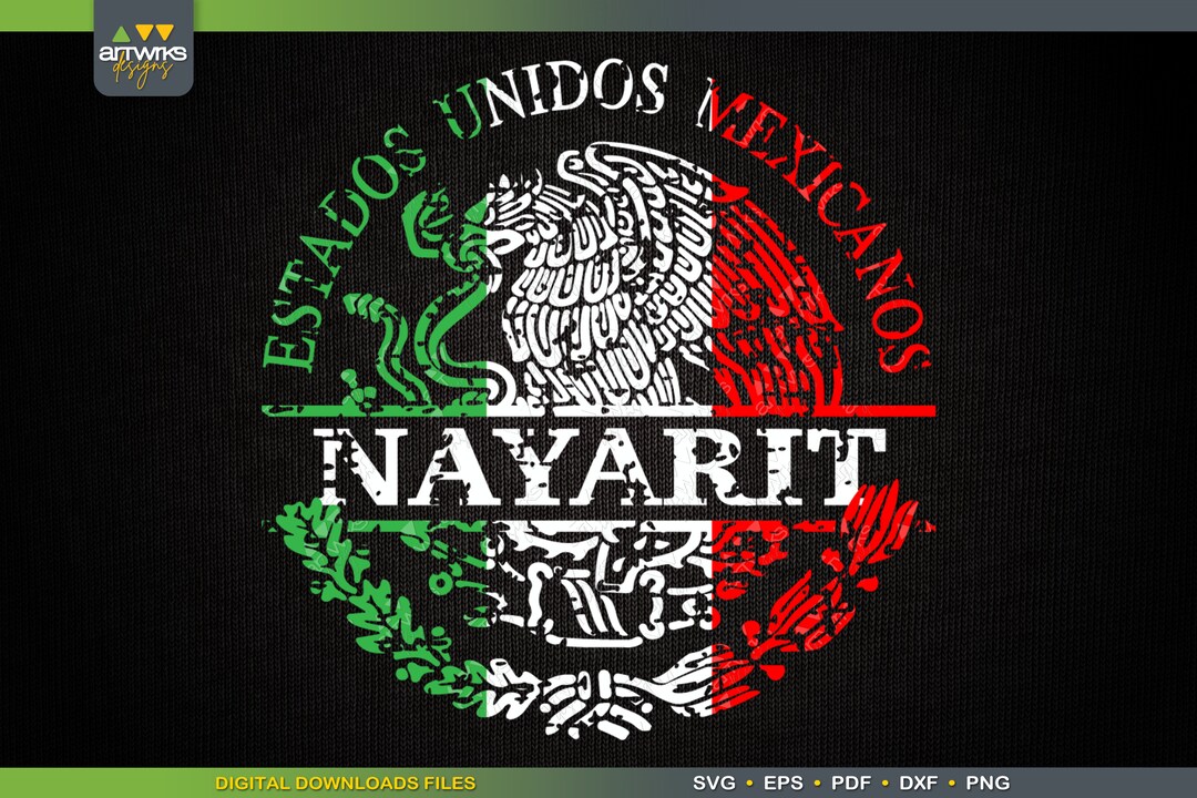 Distressed Aguila Mexicana Mexico Coat of Arms Split Monogram SVG File ...