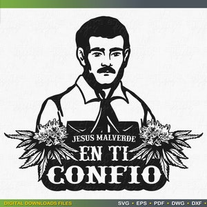 Jesus Malverde | En Ti Confio Rear Window Decal SVG Files for Cricut ...