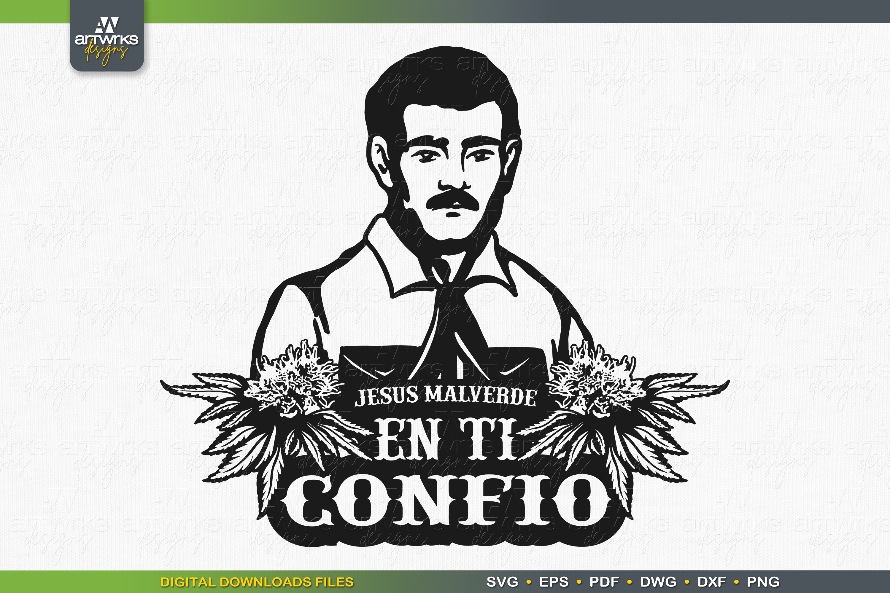 Jesus Malverde En Ti Confio Rear Window Decal SVG Files for - Etsy Sweden