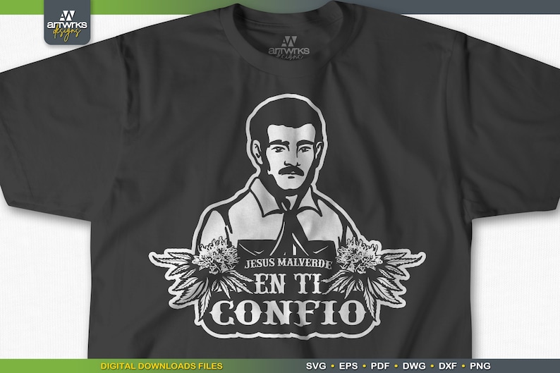 Jesus Malverde En Ti Confio Rear Window Decal SVG Files for | Etsy