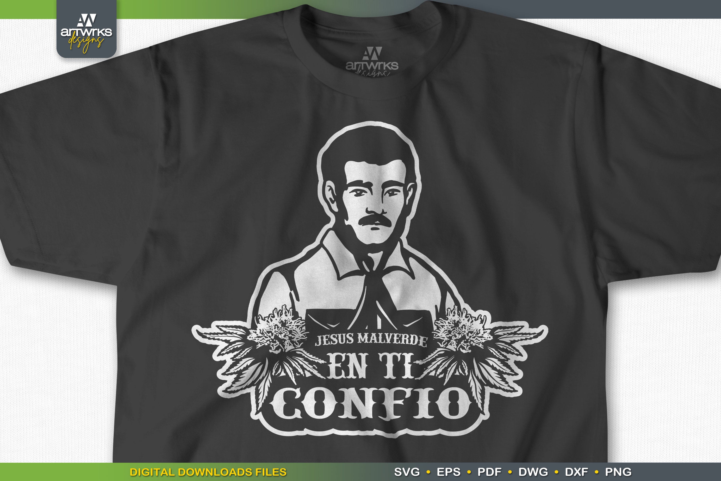 Jesus Malverde En Ti Confio Rear Window Decal SVG Files for | Etsy