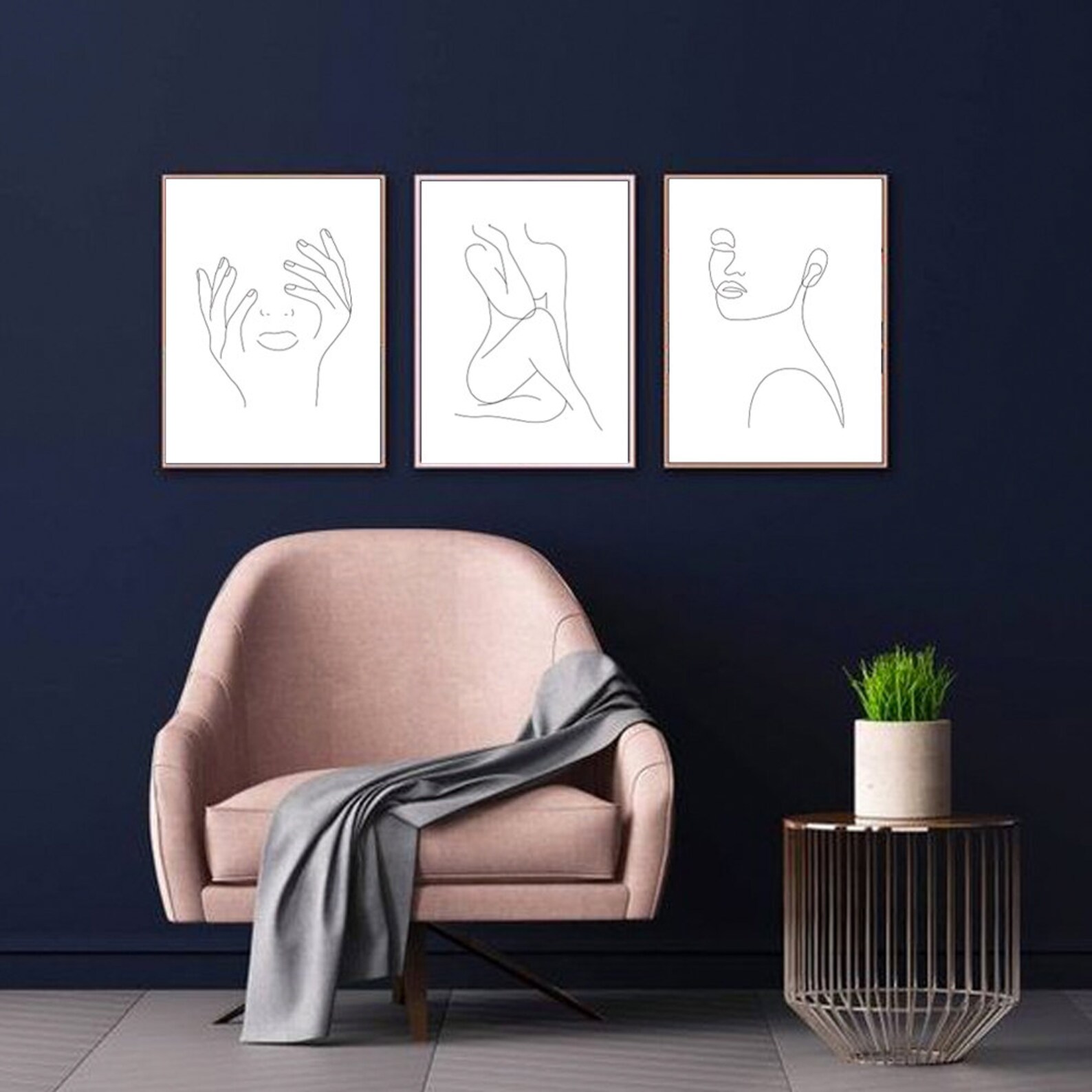 Set of 3 Line Drawing A4 A3 Art Print Poster Quote - Etsy