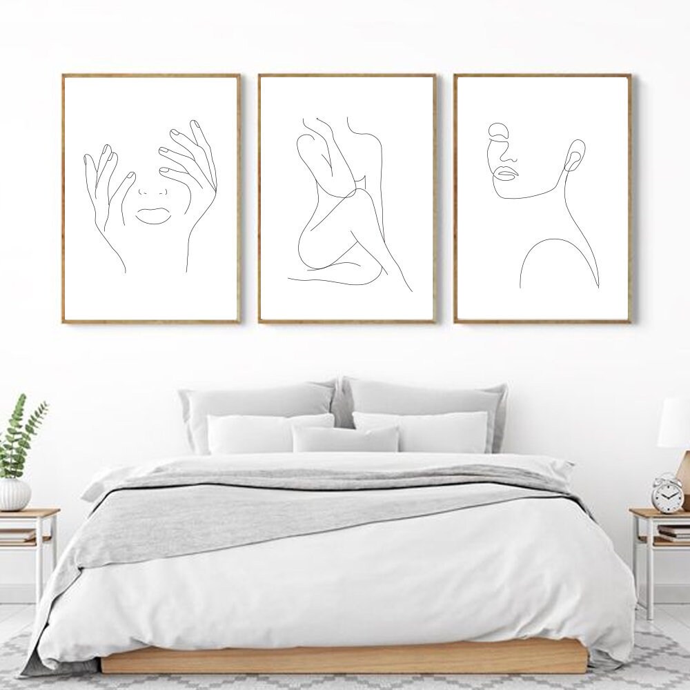 Set Of 3 Line Drawing A4 A3 art print Poster Quote | Etsy