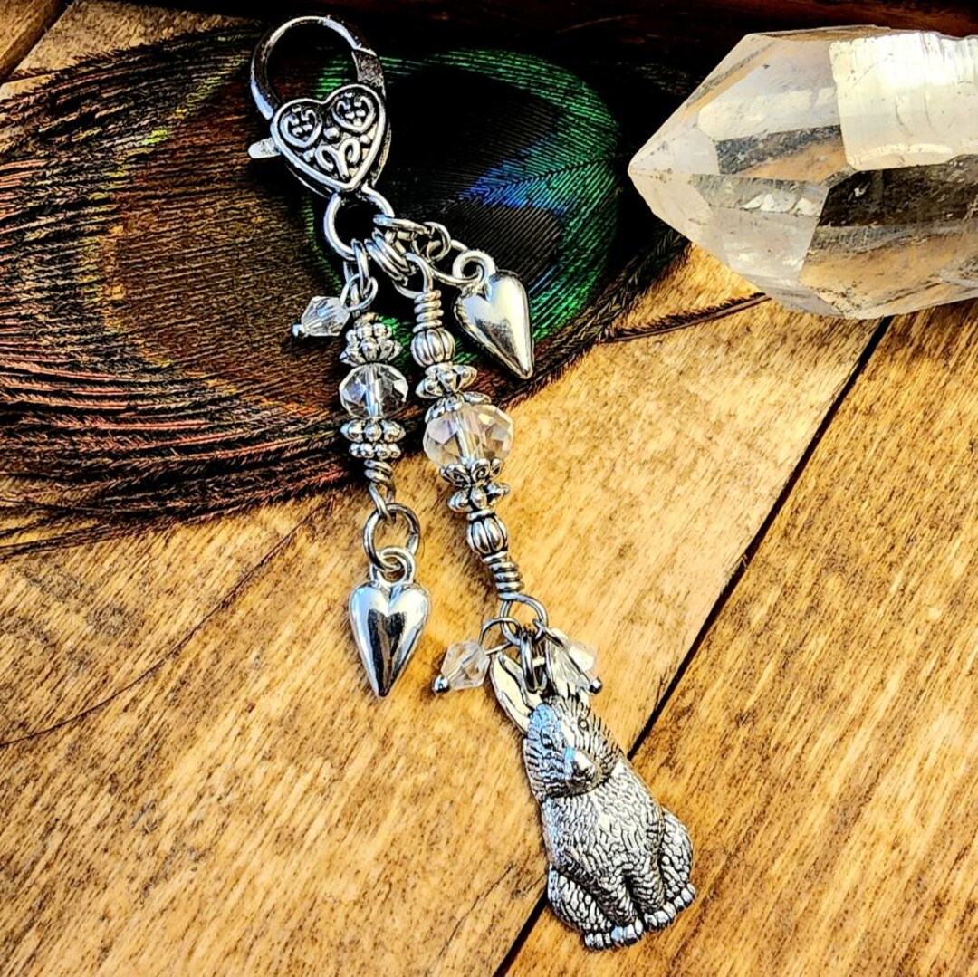 Bunny Rabbit Bag Charm Crystal Hearts & Rabbit Purse Charm Bunny ...