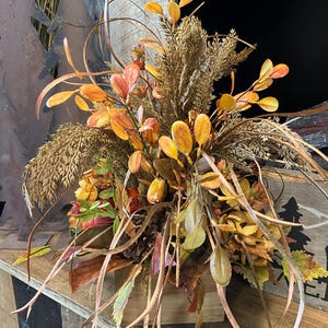 Rustic Autumn Arrangement, Fall Wheat Table Piece, Cabin Floral Table ...