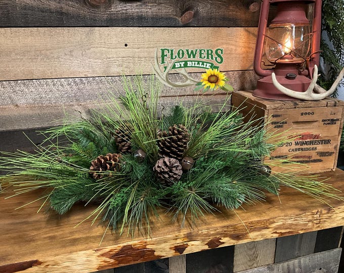 Large Rustic Owl Arrangement, Winter Owl Table Piece, Woodland Owl ...