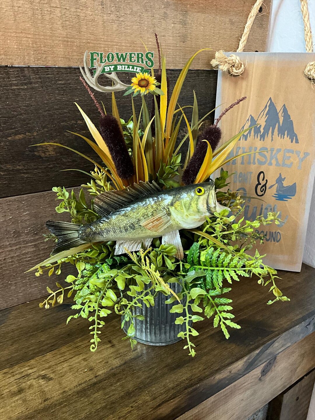 Small Bass Fish Lake Life Arrangement, Fishing Table Piece, Largemouth ...