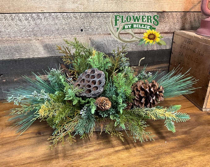 Rustic Pine Centerpiece, Rustic Pine Dough Bowl, Pine Centerpiece ...