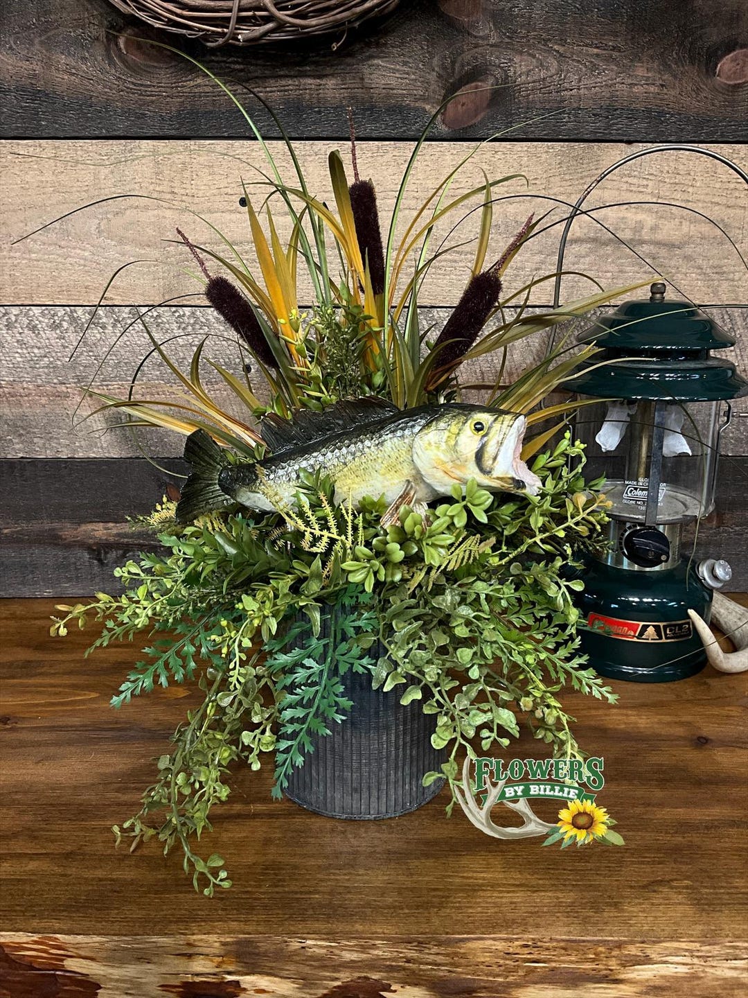 Medium Bass Fish Lake Life Arrangement, Fishing Table Piece, Largemouth ...