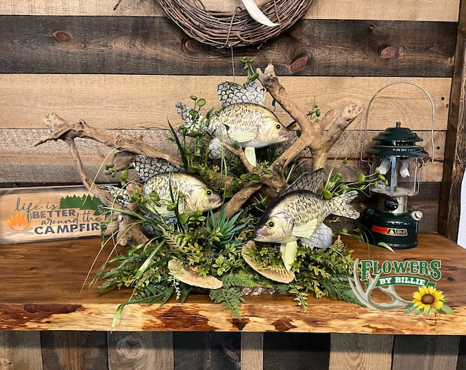 Bass Fish Arrangement, Fishing Centerpiece, Fish Decor, Lake Life ...