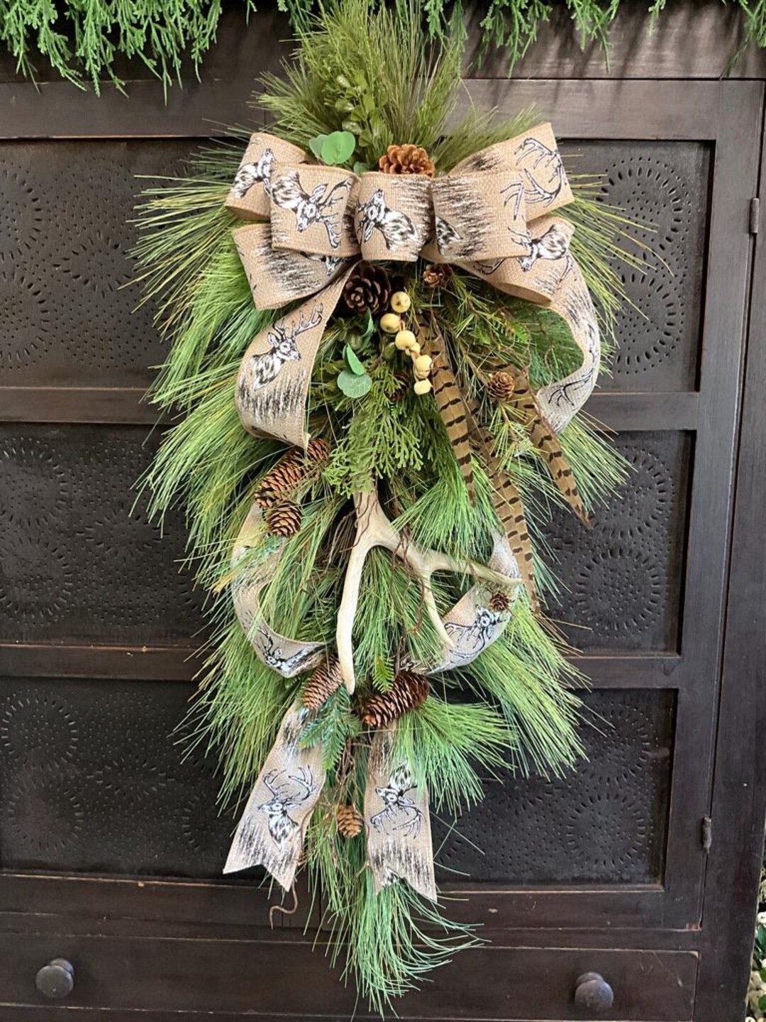 Mule Deer Antler Swag, Deer Antler Floral, Deer Antler Wreath, Winter ...