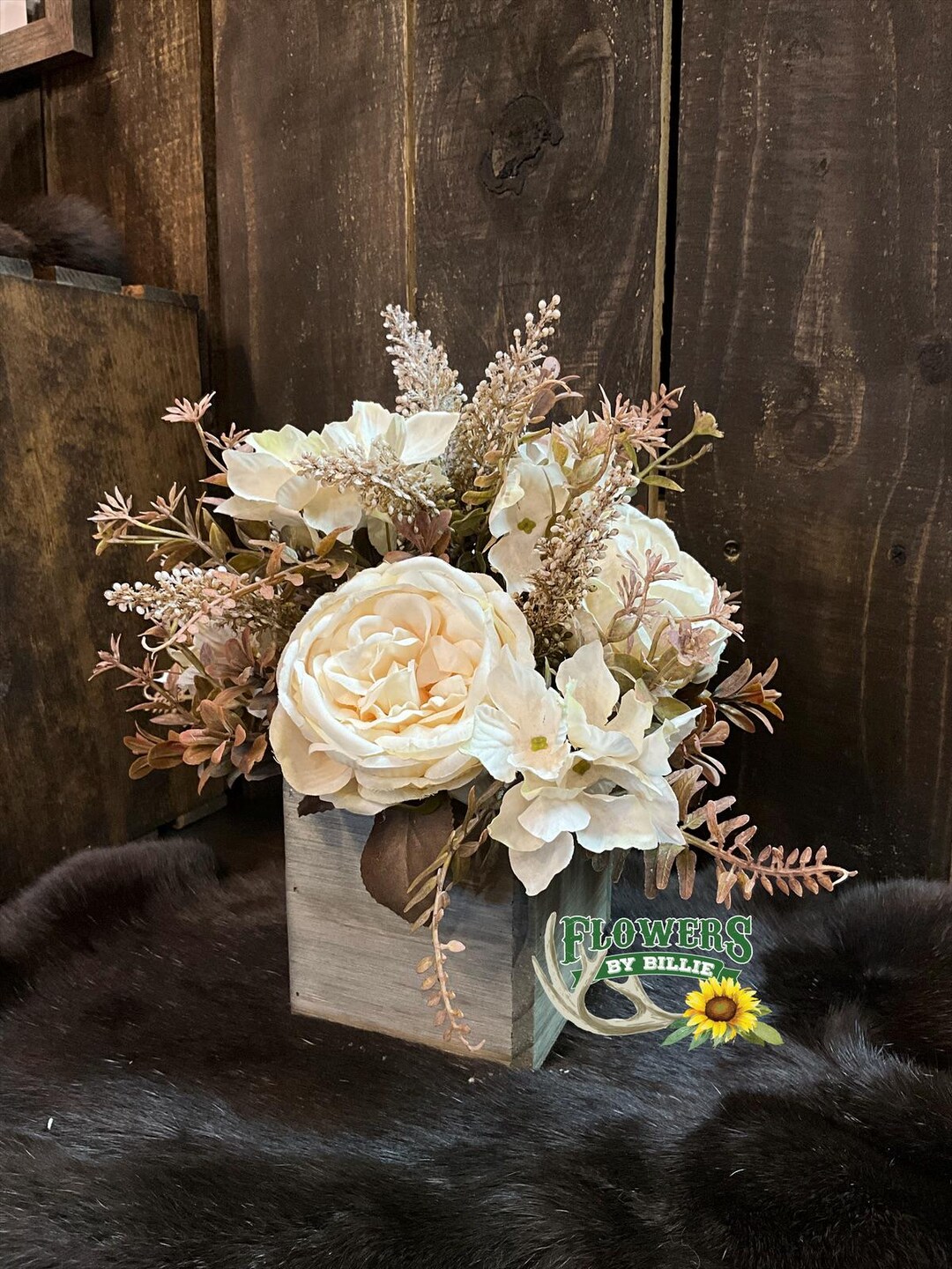 Rustic Garden Rose Table Piece, Rustic Rose Centerpiece, Cabin Table ...