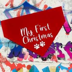 RED My First Christmas Dog Cat Bandana Neckerchief Bandana for Dogs ...