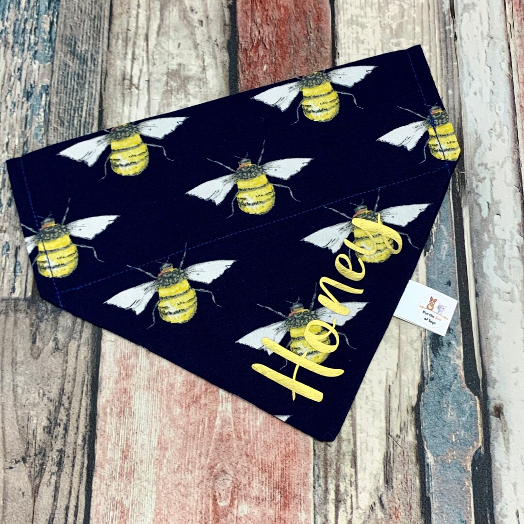 Navy Bumble Bee Dog Bandana, Slip Collar Neckerchief (optional ...