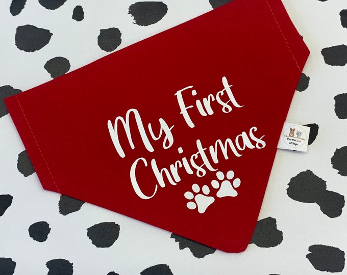 RED My First Christmas Dog Cat Bandana Neckerchief Bandana for - Etsy