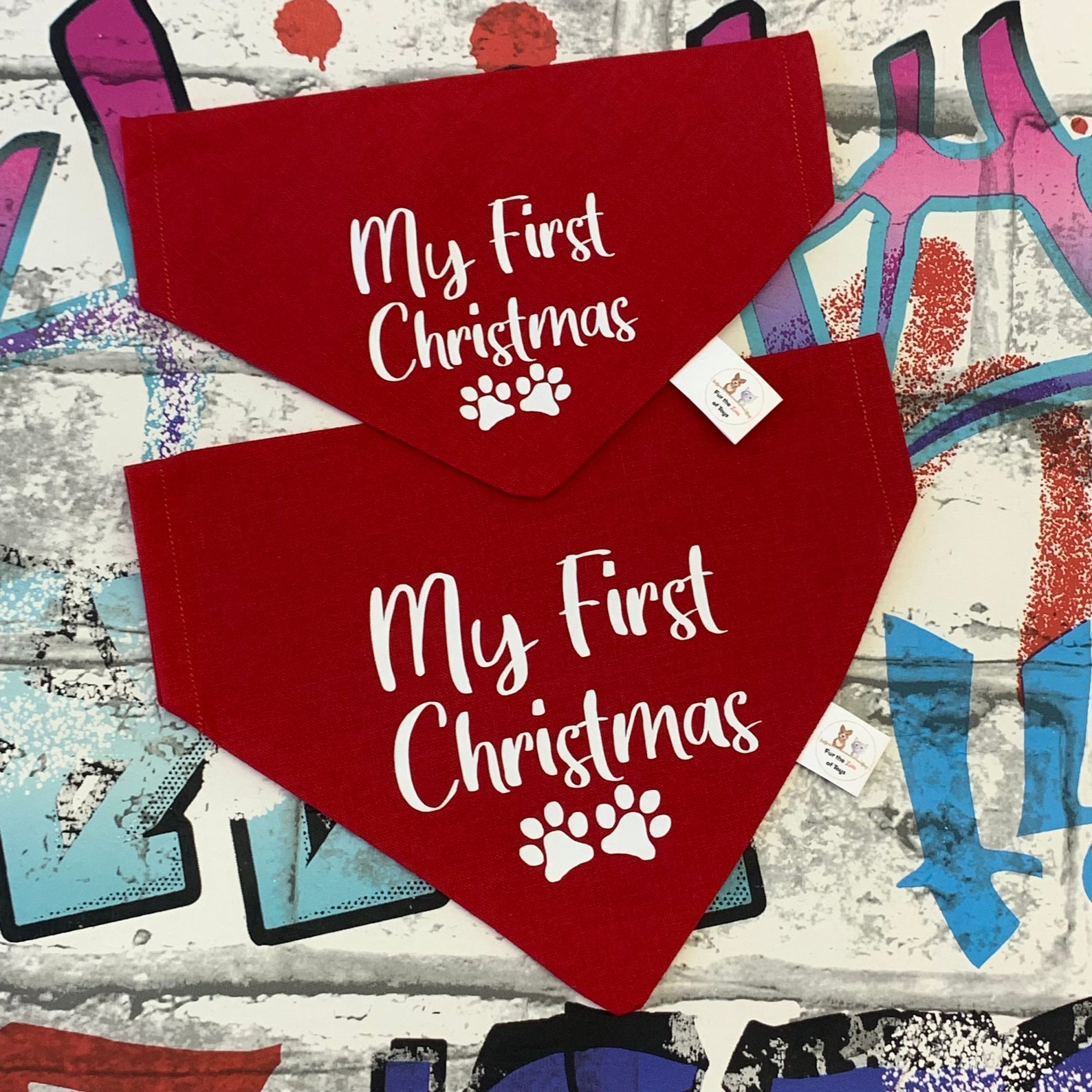 RED My First Christmas Dog Cat Bandana Neckerchief Bandana for | Etsy