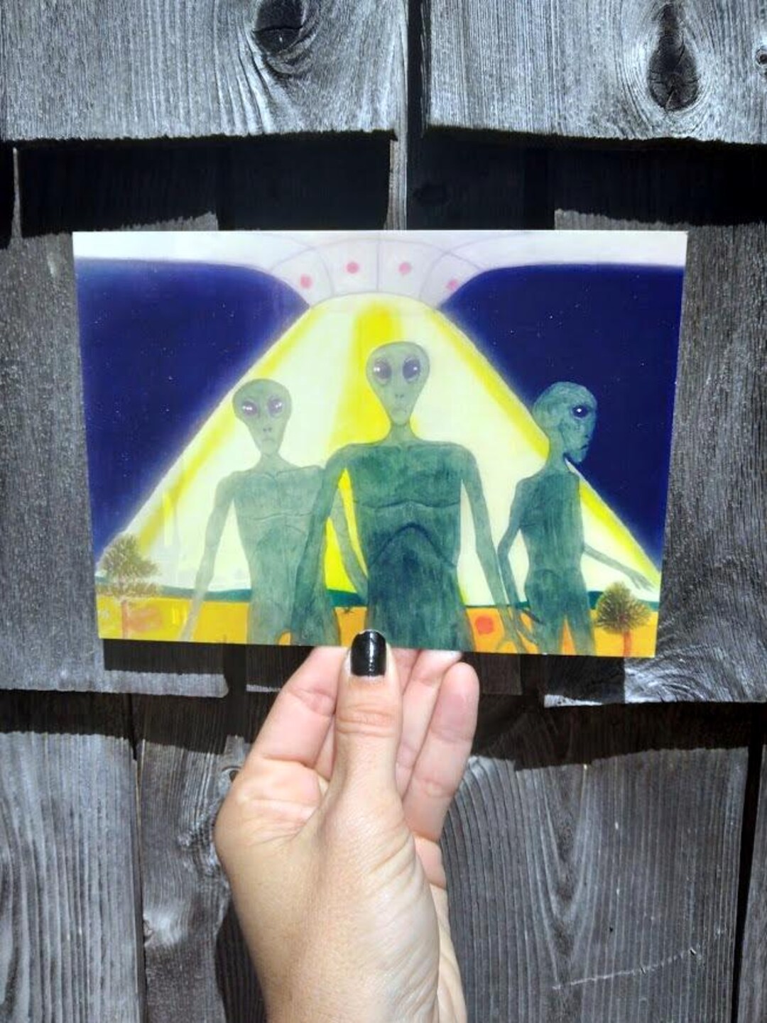 Art Print - Aliens at a UFO Landing in Roswell, New Mexico - 7" X 5" - Etsy