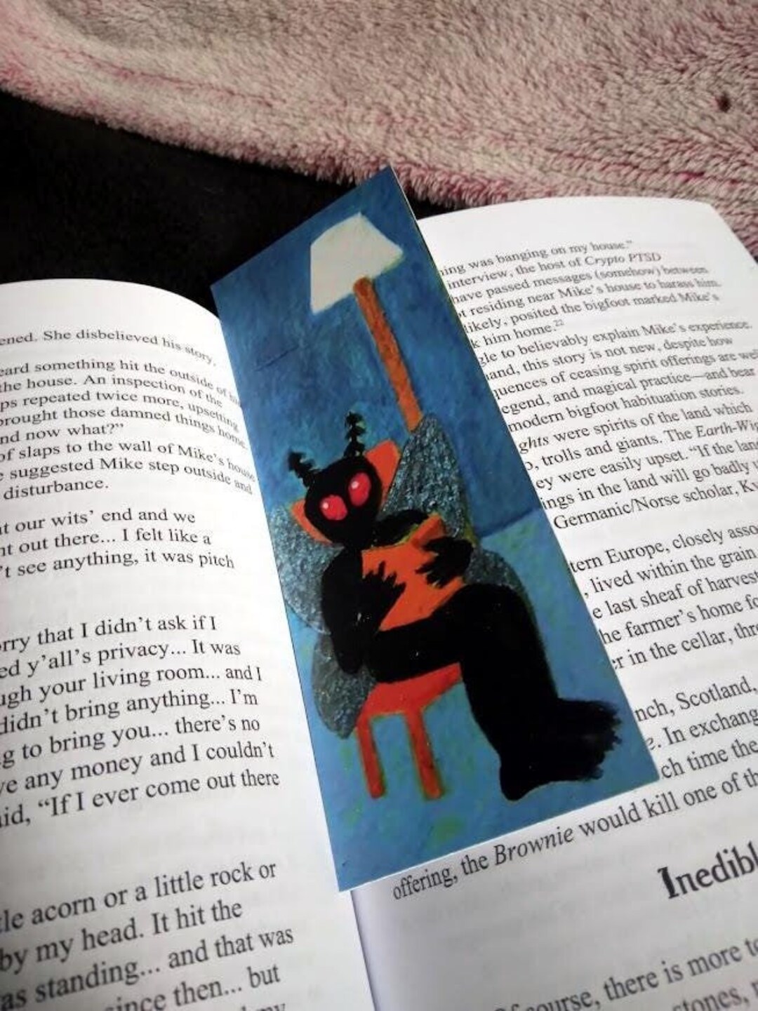 Bookmark - Mothman Reading Under a Lamp - Cryptid Art Print - Etsy