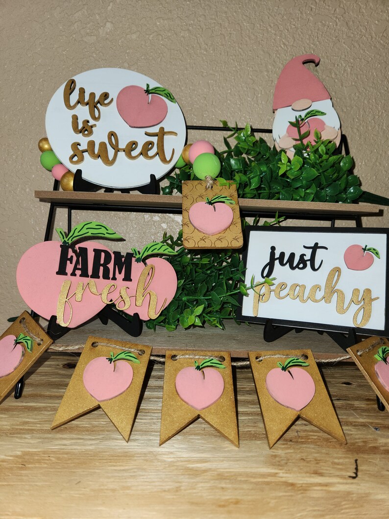 Peach Tiered Tray Decor Summer Peaches Sweet Decorations - Etsy