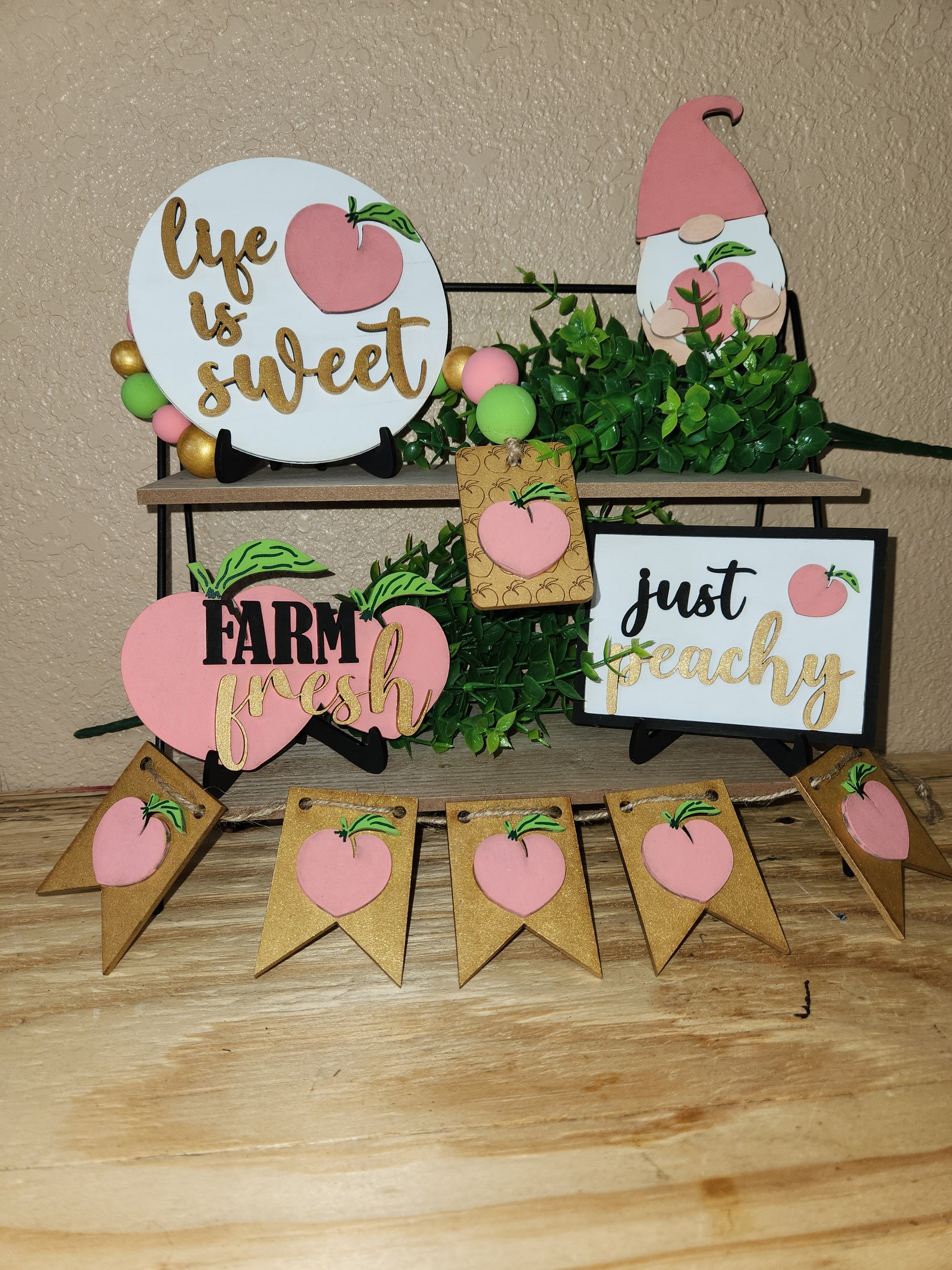 Peach Tiered Tray Decor Summer Peaches Sweet Decorations - Etsy