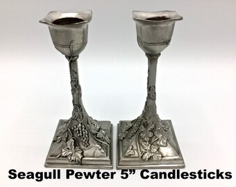 Pewter candlesticks | Etsy
