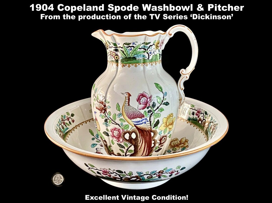 Copeland Spode Pitcher & Wash Bowl 1904 Pheasant Pattern T. Goode ...
