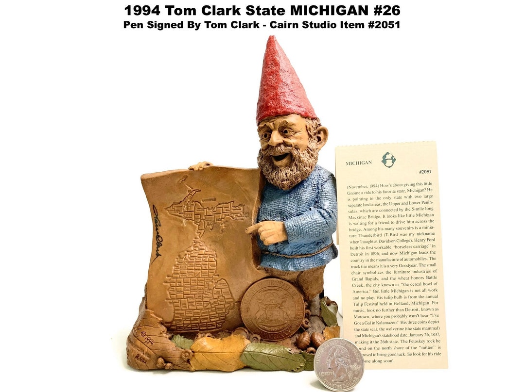 Tom Clark State MICHIGAN #26 Pen Signed 1994 Cairn Studio Item #2051 ...