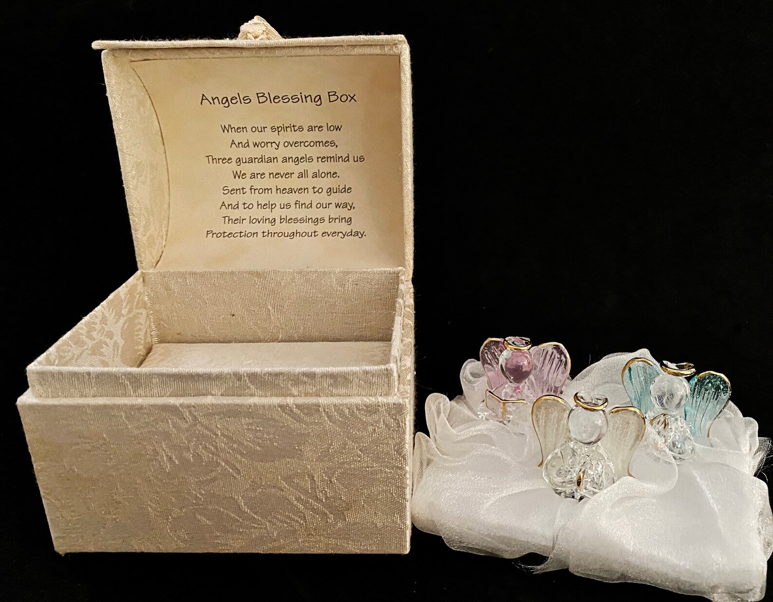 Three Angels Blessing Music Box Fur Elise Handblown Glass | Etsy