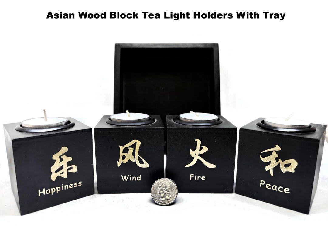 Asian Tea Light Cubes and Tray Vintage - Etsy