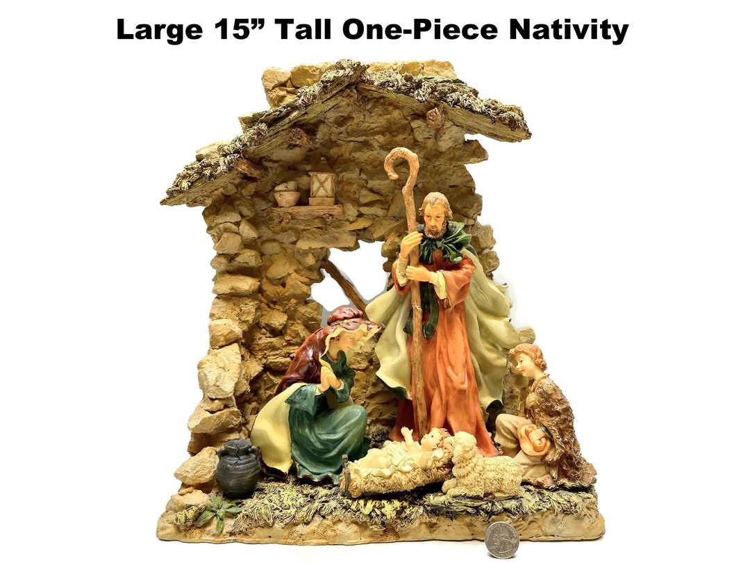 Large One-piece Nativity Set With Barn & Wonderful Detail Vintage - Etsy