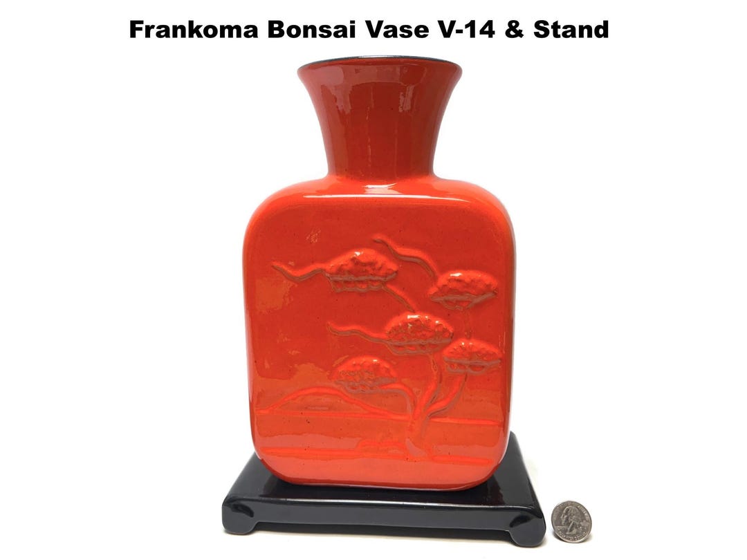 FRANKOMA Bonsai Flame Red Vase V-14 and Base #897 Vintage - Etsy