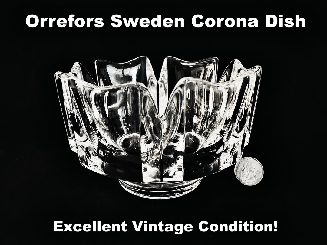 Orrefors Crystal Bowl Corona Pattern Sweden Vintage - Etsy