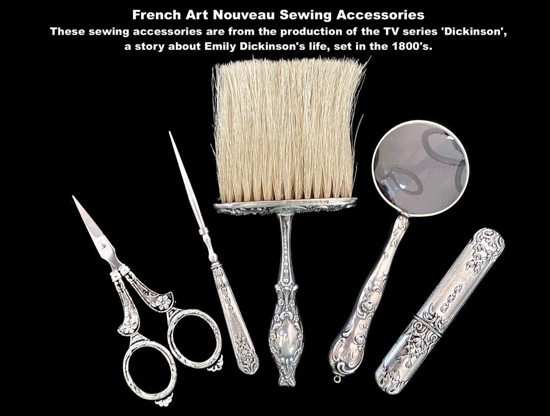 French Art Nouveau Sewing Accessories Silver Plated Needle Holder ...