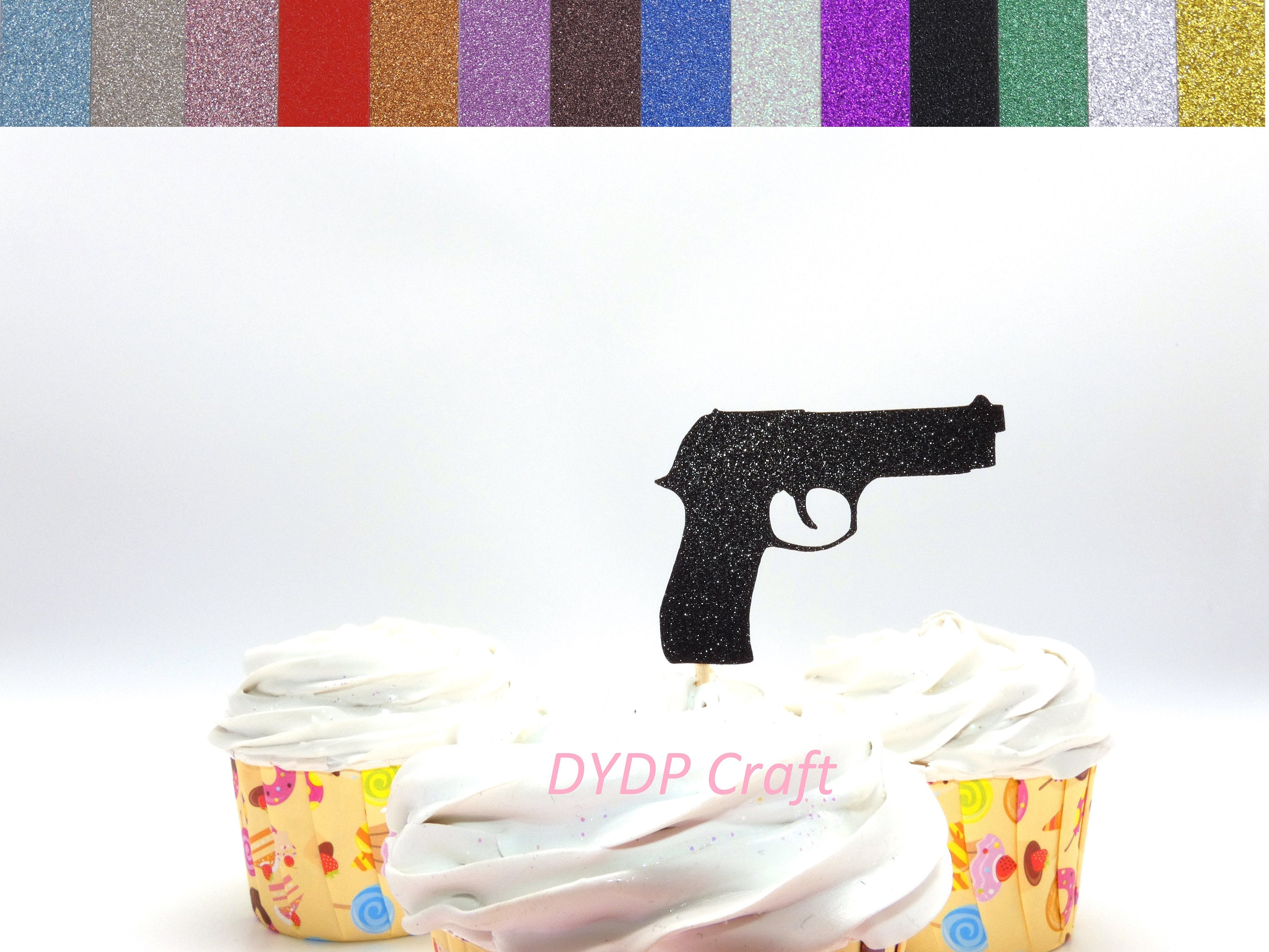Pistol Cupcake Toppers Gun Cupcake Toppers Pistols or Pearls - Etsy UK