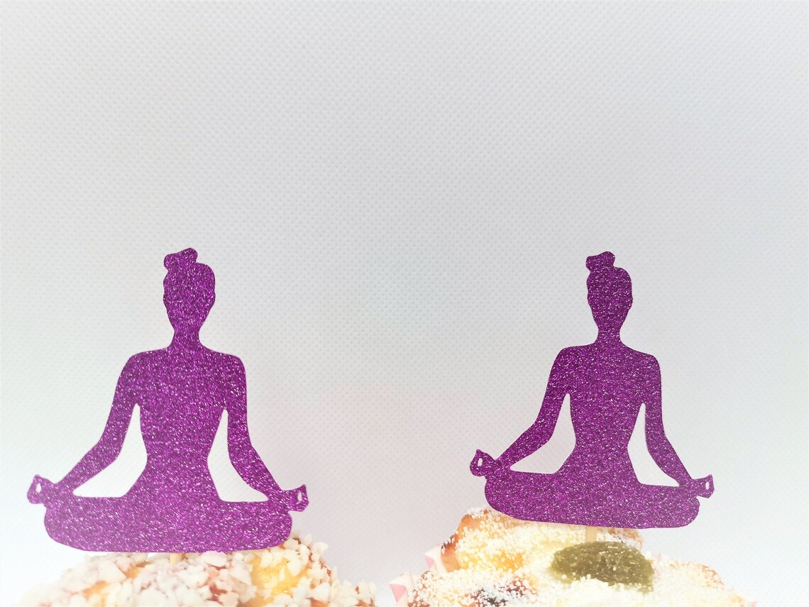 Yoga Cupcake Toppers Yoga Party Decorations Fitness Cupcake | Etsy