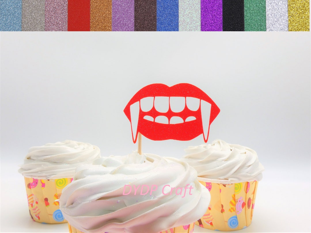 Vampire Fangs Cupcake Toppers, Dracula Cupcake Toppers, Halloween Party ...