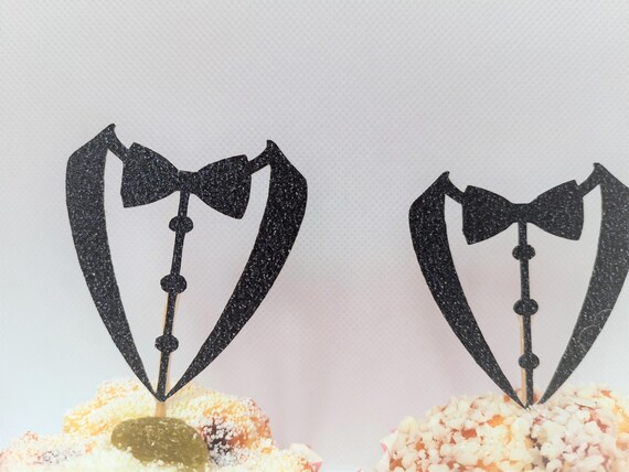 Tuxedo Cupcake Toppers Wedding Cupcake Toppers Engagement | Etsy