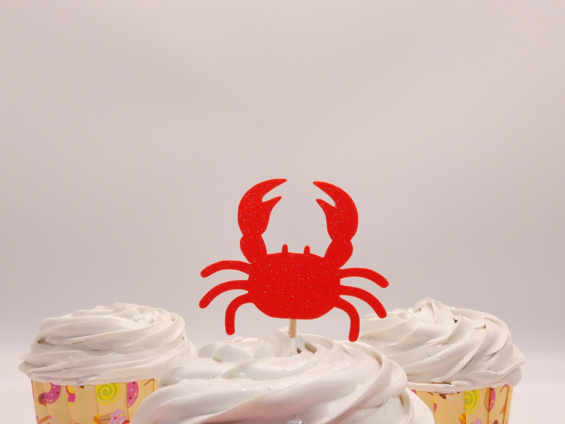 Crab Cupcake Toppers Crab Food Picks Beach Party Decor | Etsy UK