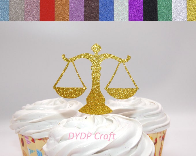 Scales of Justice Acrylic Cake Topper Cake Decor Modern Gold Silver ...