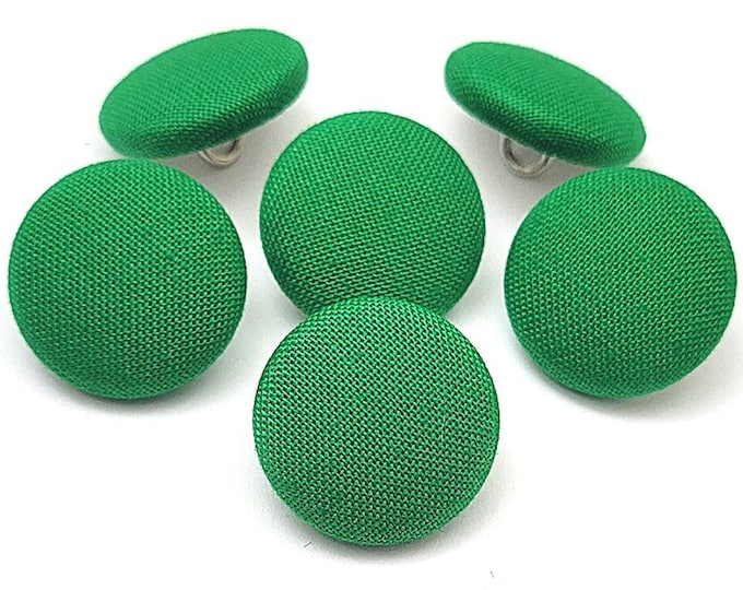 Cotton Buttons, Kelly Green Cotton Fabric Buttons, Shank Back, Pin Back ...