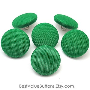 Cotton Buttons, Kelly Green Cotton Fabric Buttons, Shank Back, Pin Back ...