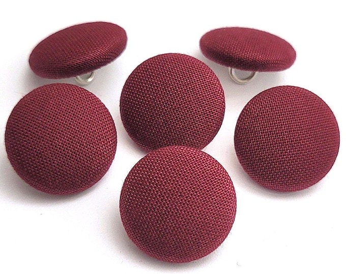 Cotton Buttons, Burgundy Merlot Cotton Fabric Buttons, Shank Back ...