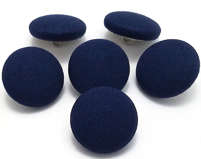 Cotton Buttons, Navy Blue Cotton Fabric Buttons, Shank Back, Pin Back ...