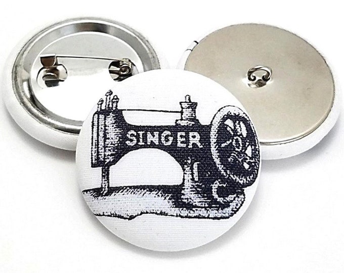 Fabric Buttons, Singer Sewing Machine Buttons, Shank Back to Sew, Pin ...