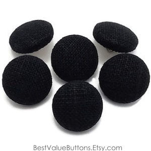 Linen Buttons, Black Fabric Buttons, Shank, Pinback, Flatback Buttons ...